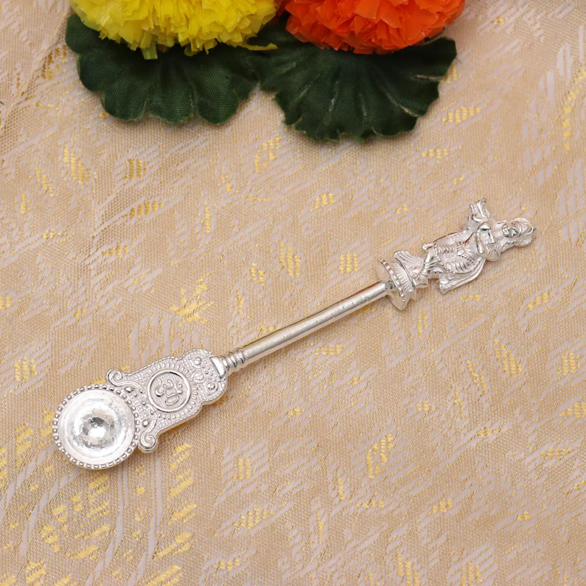 Buy Shrikrishna Design Crafted Puja Pali Spoon From Aahi by Ranka Jewellers