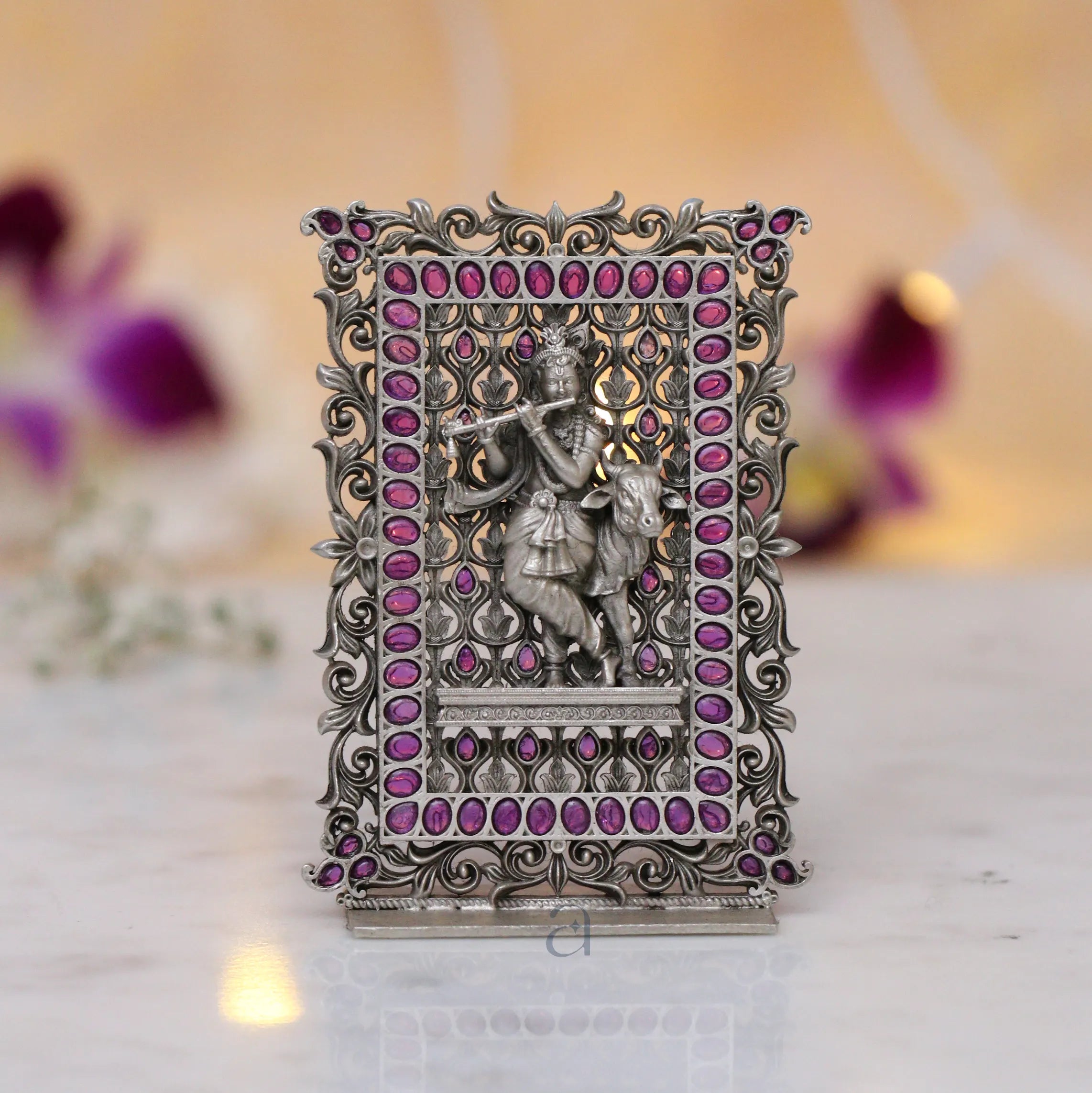 Buy Silver Shri Krishna Idol Frame From Aahi By Ranka Jewellers